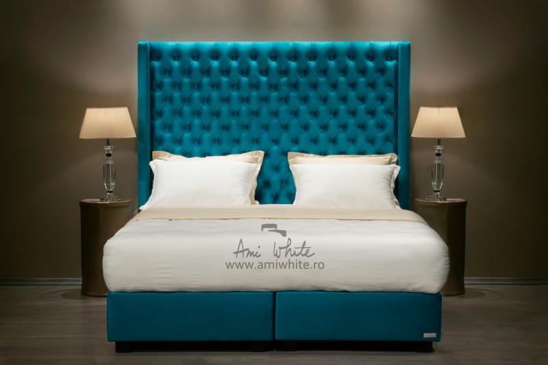 Modele paturi tapitate BoxSpring la comanda - Ami White